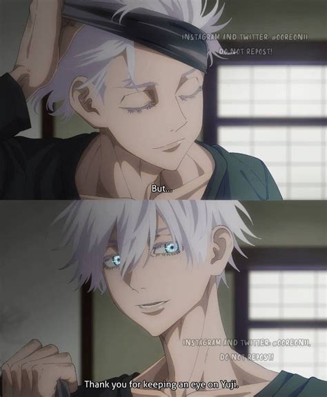 Two Anime Characters One With White Hair And The Other With Blue Eyes