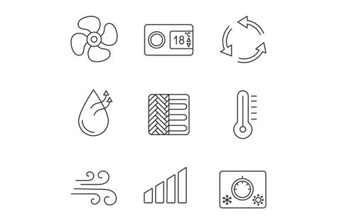 Air Conditioning Linear Icons Set Logotipos Vector Iconos