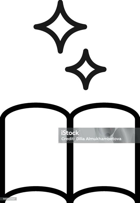 책 소설 및 독서 개념 현대적인 평면 스타일로 그려진 벡터 기호 광고 웹 사이트 인터넷 상점 등에 적합한 고품질 픽토그램 열린 책 위에 빛나는 별의 선 아이콘 열다에 대한