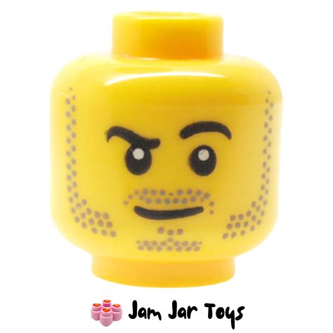 Lego Head Beard Stubble Raised Eyebrow White Pupils Hf84