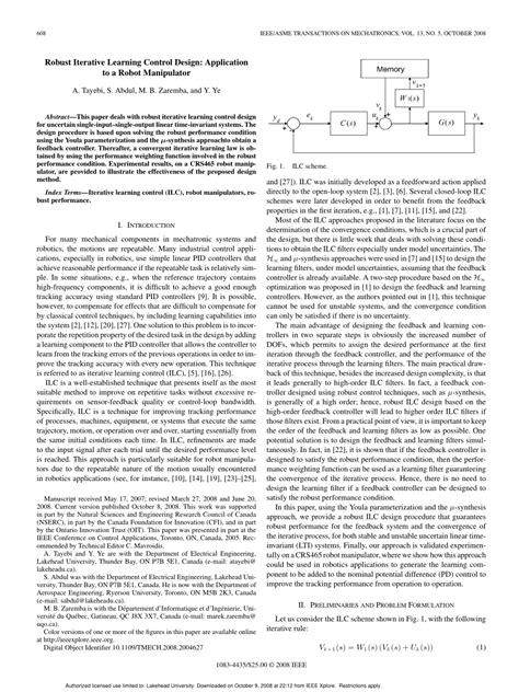 Pdf Robust Iterative Learning Control Design Application To A Robot