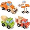 Melissa & Doug Stacking Construction Vehicles Wooden Toy Set : Amazon ...