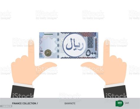 500 사우디아라비아 리얄 은행권입니다 비즈니스 손 지폐를 측정입니다 평면 스타일 벡터 일러스트입니다 비즈니스 금융 개념입니다 500에 대한 스톡 벡터 아트 및 기타 이미지