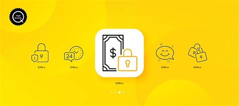 잠금 잠금 및 미소 채팅 최소 라인 아이콘 웹 응용 프로그램의 경우 인쇄 벡터 0명에 대한 스톡 벡터 아트 및 기타 이미지 0명 기포 노랑 Istock