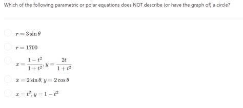 Which Of The Following Parametric Or Polar StudyX