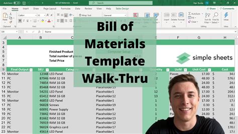 Bill Of Material Excel Template