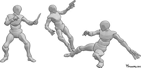 Anime Gun Fighting Poses