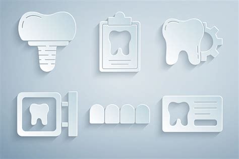 설정 틀니 모델 치아 치료 절차 치과 진료소 위치 카드 및 임플란트 아이콘 벡터 3차원 형태에 대한 스톡 벡터 아트 및 기타 이미지 3차원 형태 건강 진단 건강관리와