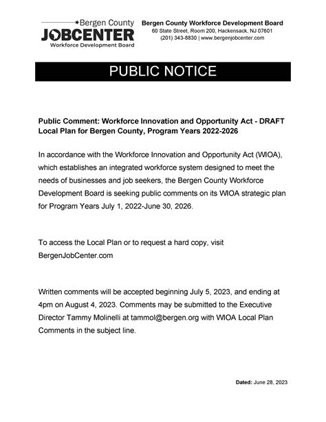 Bergen County Workforce Development Board Job Center Bergen County Nj Official Website