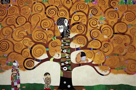 Premium AI Image A Painting Of A Tree With A Woman And A Man Under It