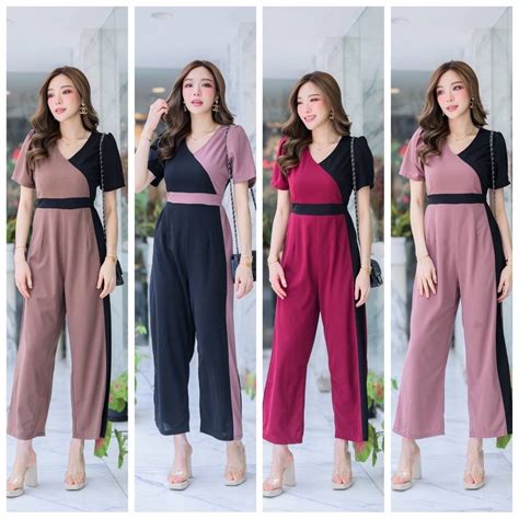 จั๊มสูทขายาว จั้มสาวอวบ Jumpsuit Fashion Wow101 Thaipick