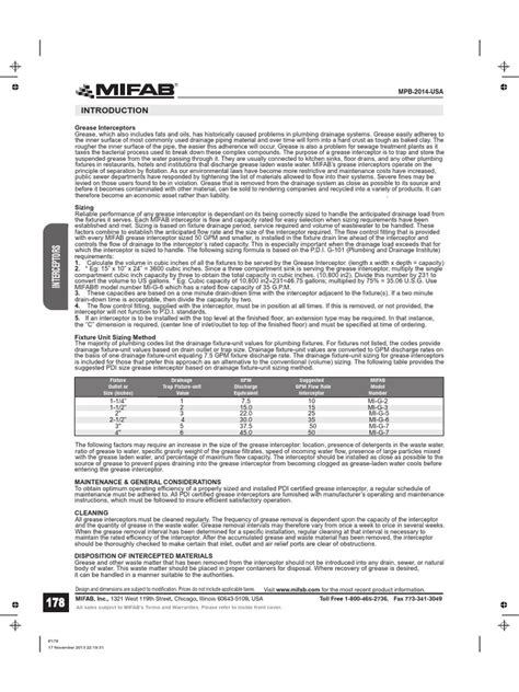 Grease Interceptor Selection Pdf