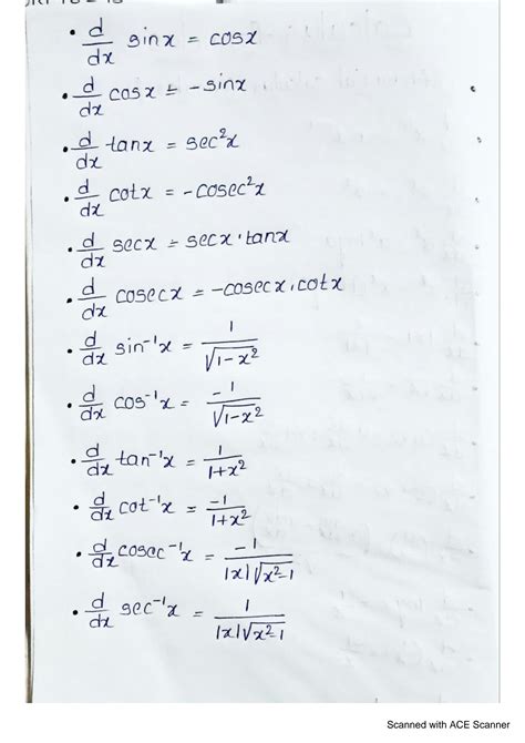 SOLUTION Calculus Formulas Integration Differentiation Studypool