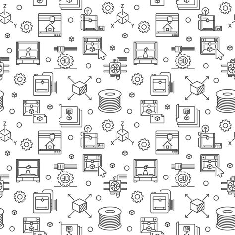 3d Printing Vector Outline Seamless Pattern Additive Manufacturing Background 17504993 Vector