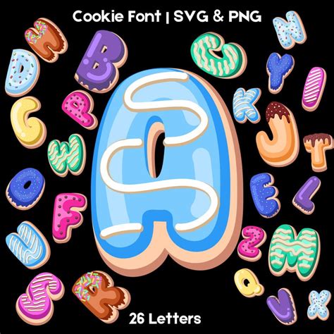 Cookie Font Svg Png Sweets Letters Donuts Numbers Sweet Alphabet