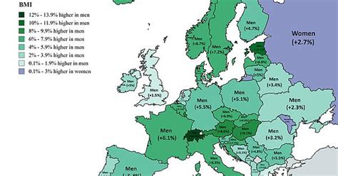 Difference Between Average Male And Average Female Bmi In Each European Country Album On Imgur