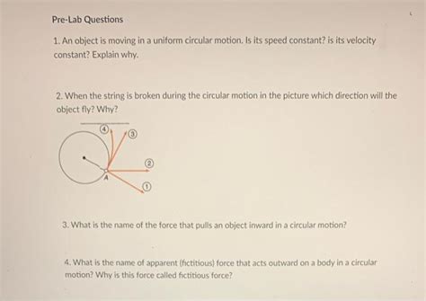 Solved Pre Lab Questions An Object Is Moving In A Uniform Chegg