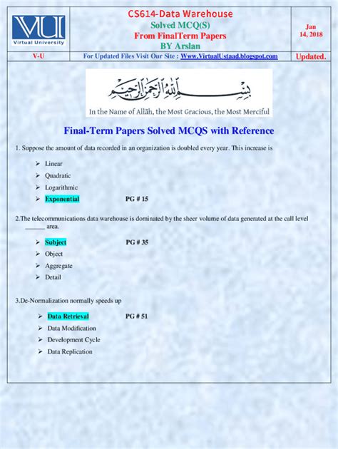 Fillable Online Cs101 Finalterm Mcqs With Reference Solved By Arslan Fax Email Print