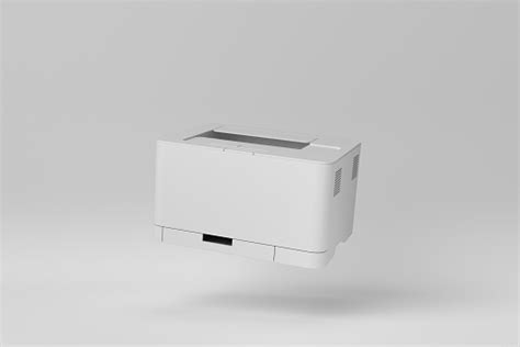 흰색 배경에 사무실에서 프린터 최소한의 개념 3d 렌더 컴퓨터 프린터에 대한 스톡 사진 및 기타 이미지 컴퓨터 프린터 종이