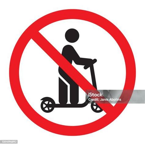 스쿠터 표지판이 없습니다 킥 스쿠터는 허용되지 않습니다 금지 기호 전기 스쿠터에 대한 스톡 벡터 아트 및 기타 이미지 전기