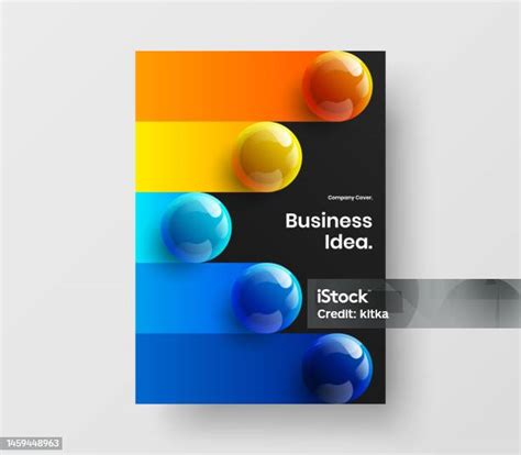 신선한 3d 공 전단지 템플릿입니다 기하학적 기업 브로셔 벡터 디자인 레이아웃입니다 A4 용지에 대한 스톡 벡터 아트 및 기타