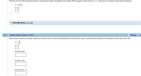 Solved Find The Volume Of The Solid Generated By Revolving