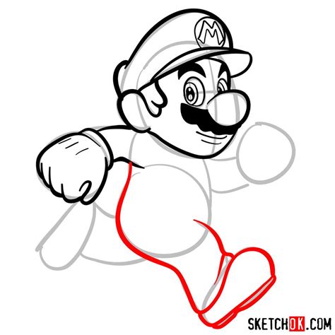 How To Draw Super Mario Running Sketchok Easy Drawing Guides