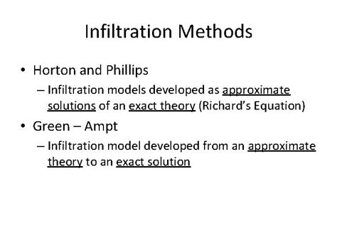 Infiltration Introduction Green Ampt Method Ponding Time Reading