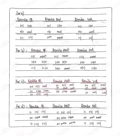 Solved 7 Find The Bitwise Or Bitwise And And Bitwise Xor Of Each Of These Pairs Of Bit