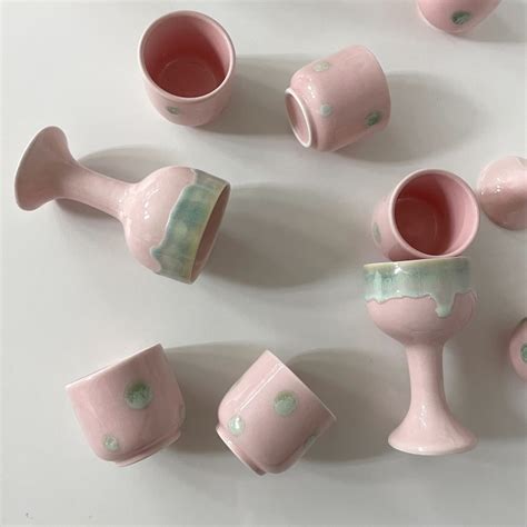 핑크비치 도자기 술잔 아이디어스