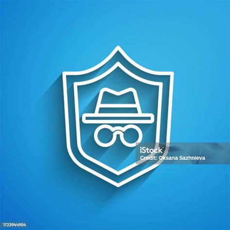 파란색 배경에 격리 된 흰색 라인 시크릿 모드 아이콘 긴 그림자 벡터 구별하기 힘든에 대한 스톡 벡터 아트 및 기타 이미지 구별하기 힘든 Criminal