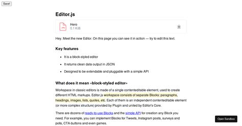 react editor js demo codesandbox