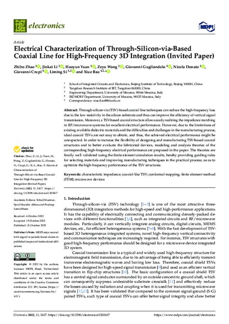 Pdf Electrical Characterization Of Through Silicon Via Based Coaxial Line For High Frequency