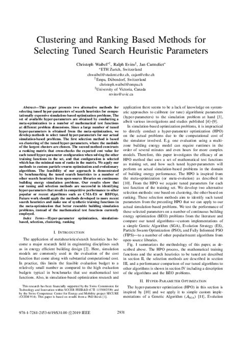 Pdf Clustering And Ranking Based Methods For Selecting Tuned Search
