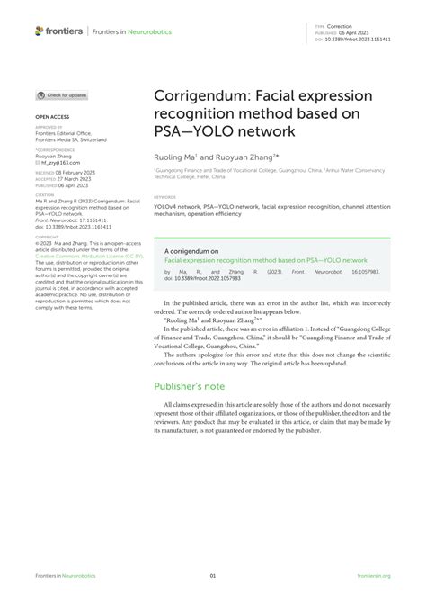 Pdf Corrigendum Facial Expression Recognition Method Based On Psa