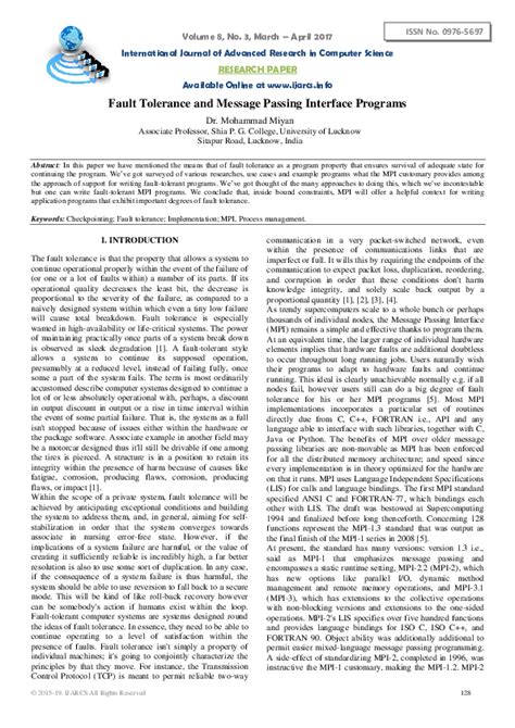 Pdf Fault Tolerance And Message Passing Interface Programs