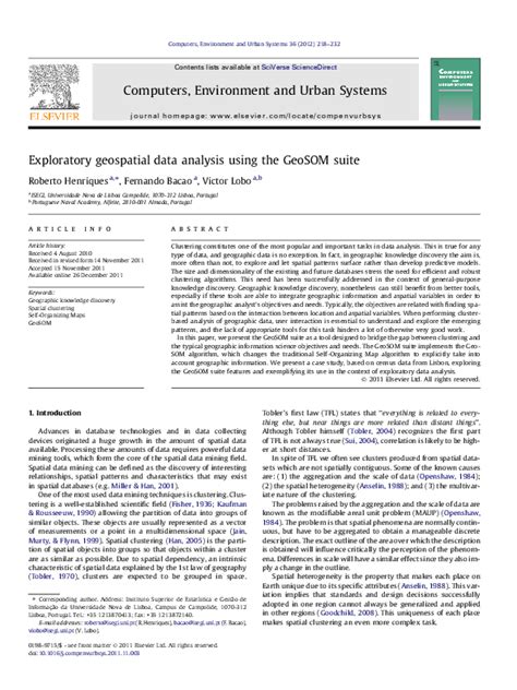 Pdf Exploratory Geospatial Data Analysis Using The Geosom Suite