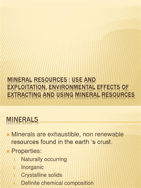 Mineral Resources Use And Exploitation Environmental Effects Of Extracting And Using Mineral