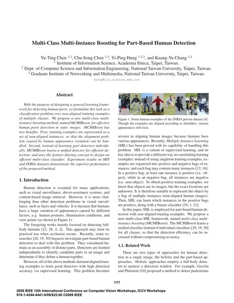 Pdf Multi Class Multi Instance Boosting For Part Based Human Detection