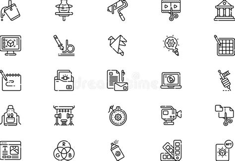 Art And Design Icons Collection Is A Vector Illustration With Editable Stroke Stock Vector