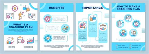 What Is Coaching Plan Blue Brochure Template Team Building Leaflet Design With Linear Icons