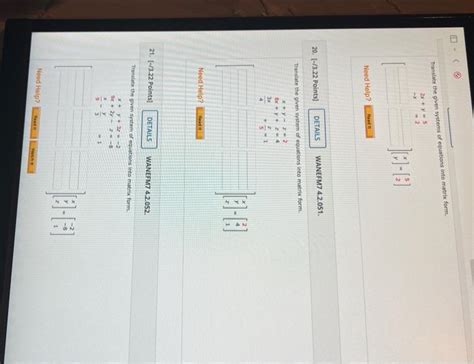 solved translate the glven systems of equations into matrix