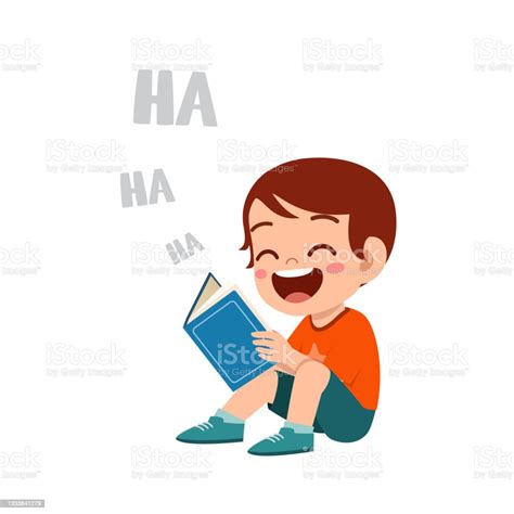 단서 어린 소년은 재미있는 책 이야기를 읽고 너무 열심히 웃음 소음에 대한 스톡 벡터 아트 및 기타 이미지 소음 아이 읽기 Istock