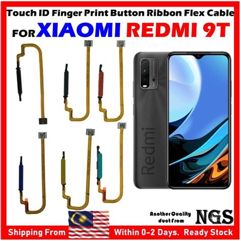 Original Fingerprint Finger Print Sensor Touch Id With On Off Button For Xiaomi Redmi 9t Lazada
