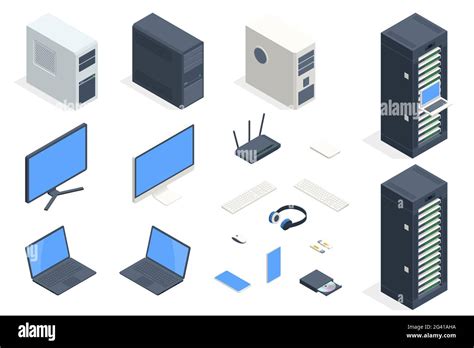 Isometric Data Center And Network Elements Server Room Data Center