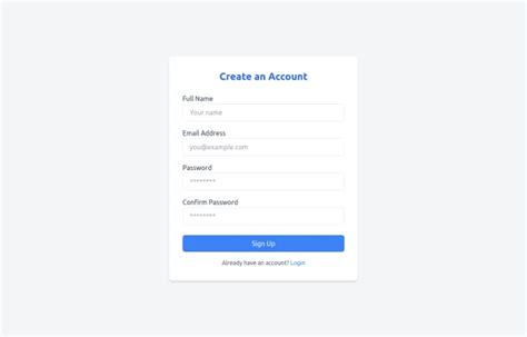 signup tailwind css example