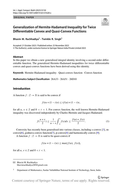 Generalization Of Hermite Hadamard Inequality For Twice Differentiable Convex And Quasi Convex