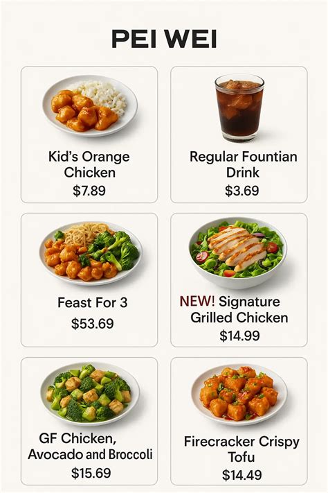 Pei Wei Menu Prices United States Pricelisto