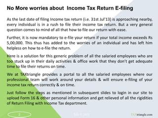 User Guide On E Filing Of Itr PPT