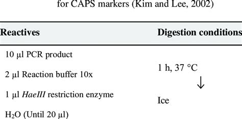Reagents And Conditions For The Digestion Of The Pcr Product Download Scientific Diagram